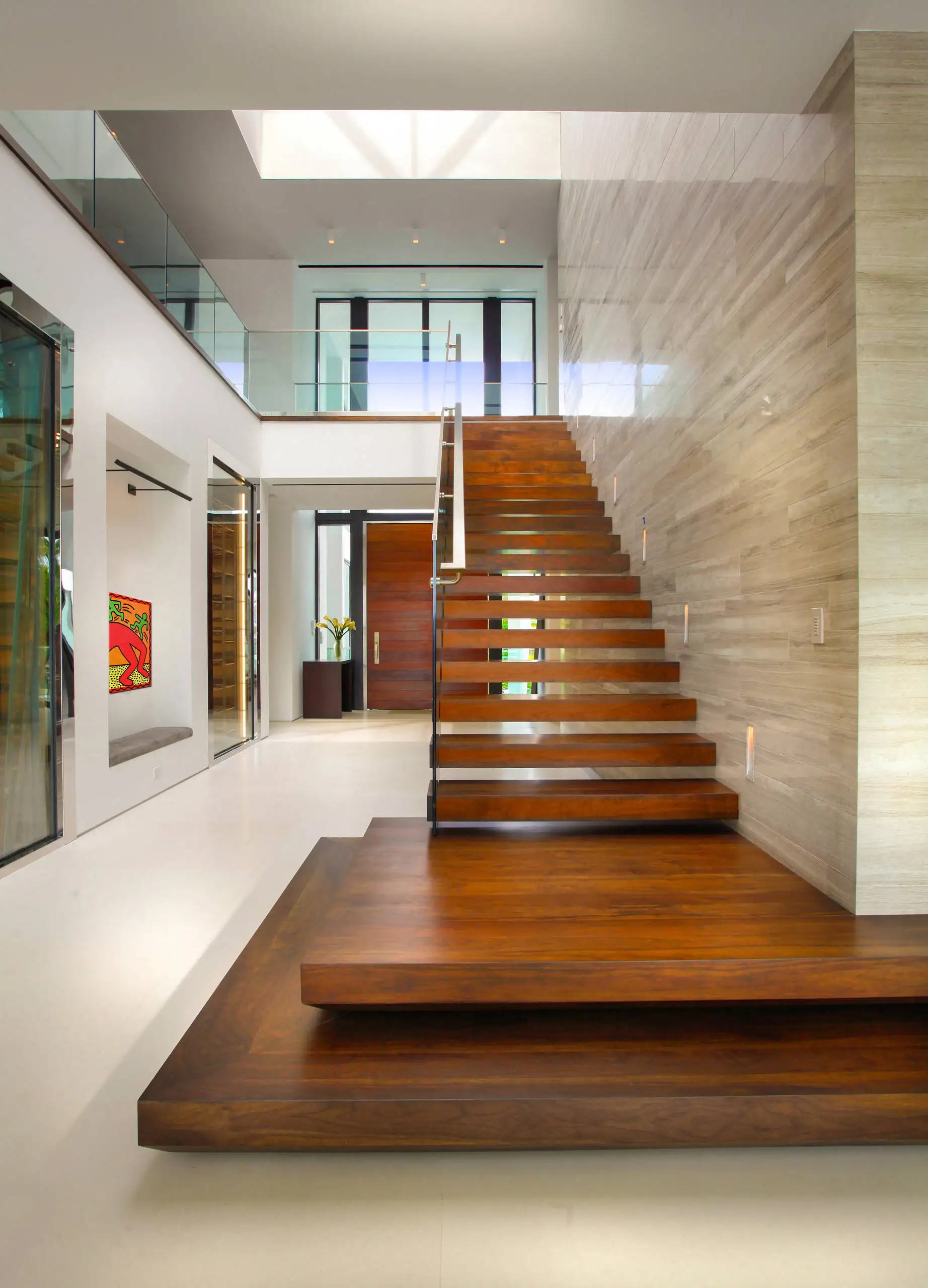 Modern Wooden Staircase Floating Straight Stairs Customized Interior ...