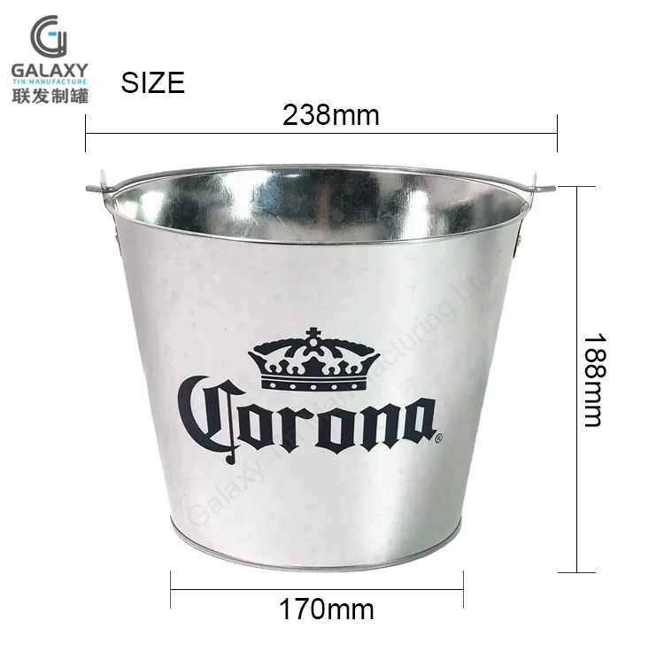 Customized Logo Galvanized Bucket 5l Galvanized Bucket For Beer Leakage ...