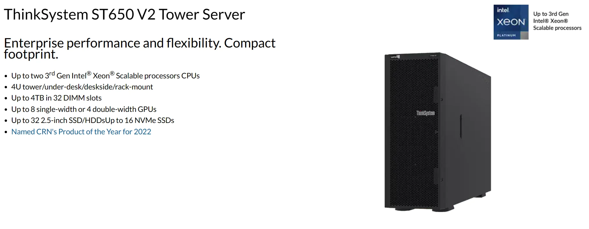 Lenovo Thinksystem St650 V2 Server Tower Manufacturer Factor Order ...