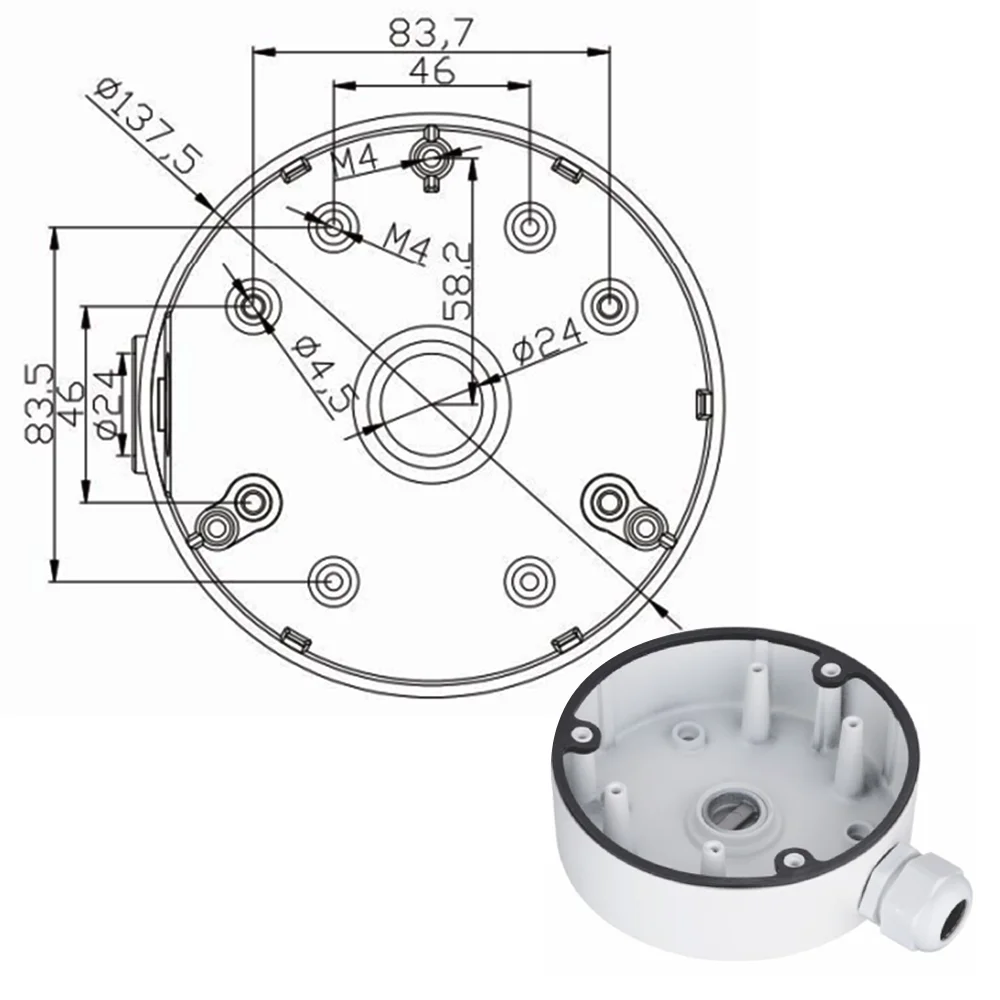 Hik Bracket Junction Box DS-1280ZJ-DM21 for CCTV Cameras
