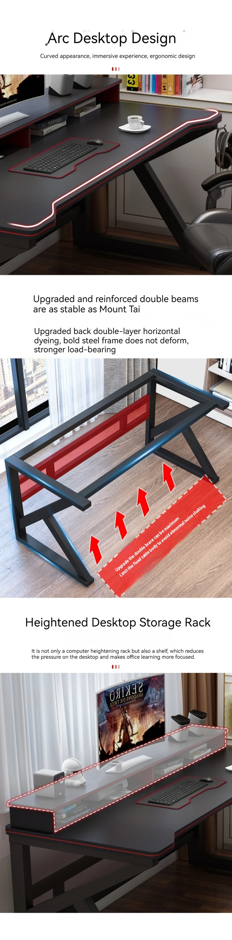 Fiberboard Surface.rgb Gaming Gaming Desk Suitable For Desks For Home ...