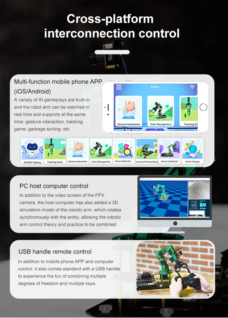 Yahboom Ai Visual Robot Arm Ros Open Source Programming Kit With Python3 Programming Language