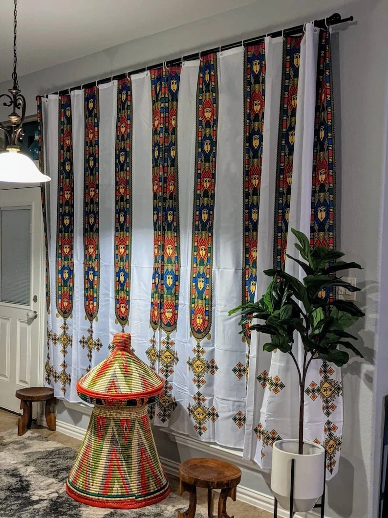 Ethiopian Traditional Design Saba and Telet Shower Curtain for Bathroom ...