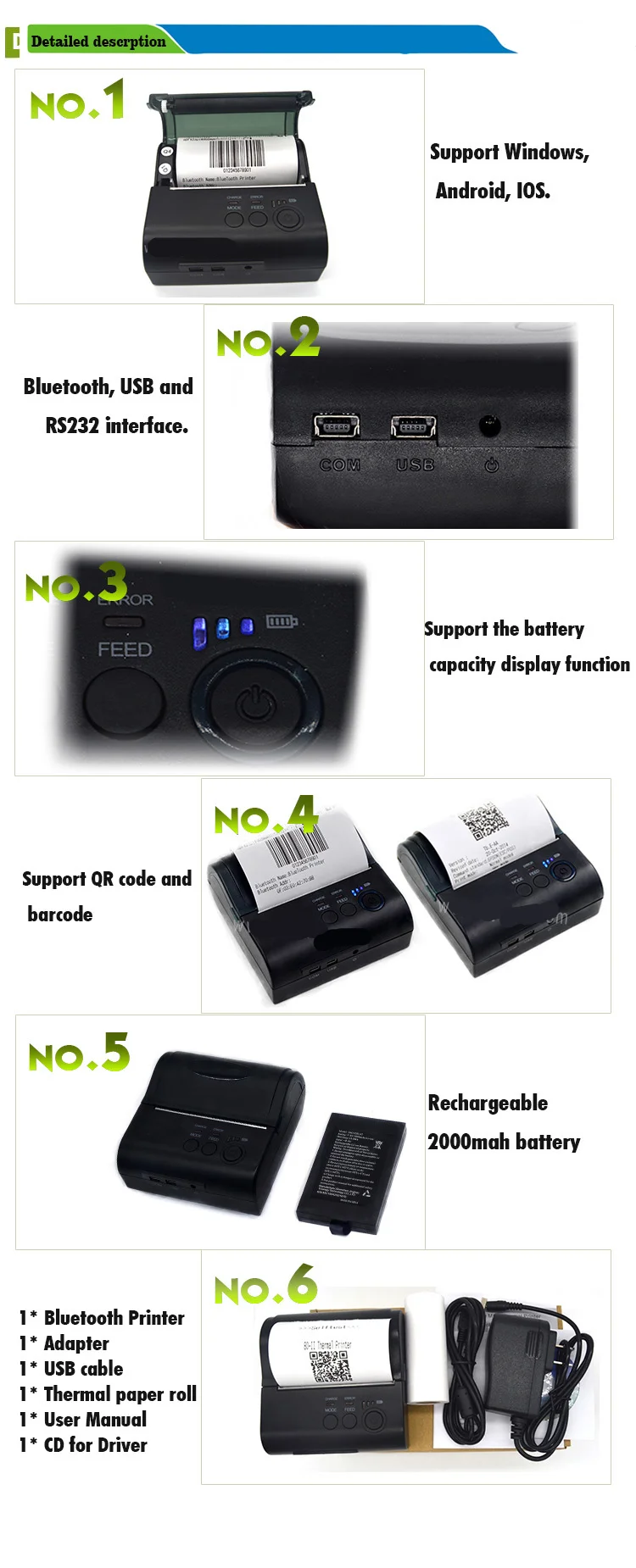 Mini Pocket Handheld Portable Mobile Receipt Bill Invoice Ticket Label ...