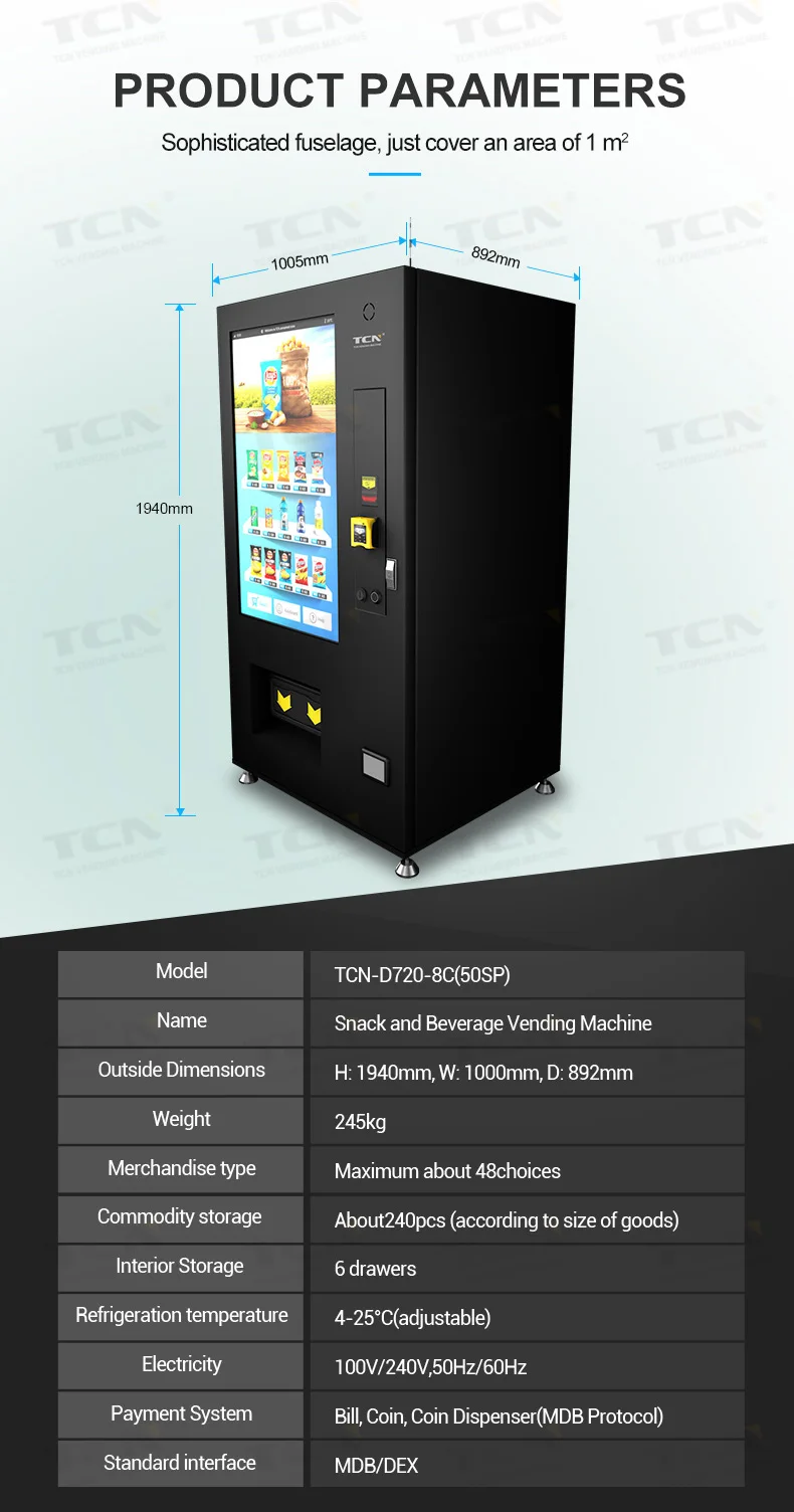 Tcn Touch Screen/ads Vending Machine For Snack And Drink Bottle In ...