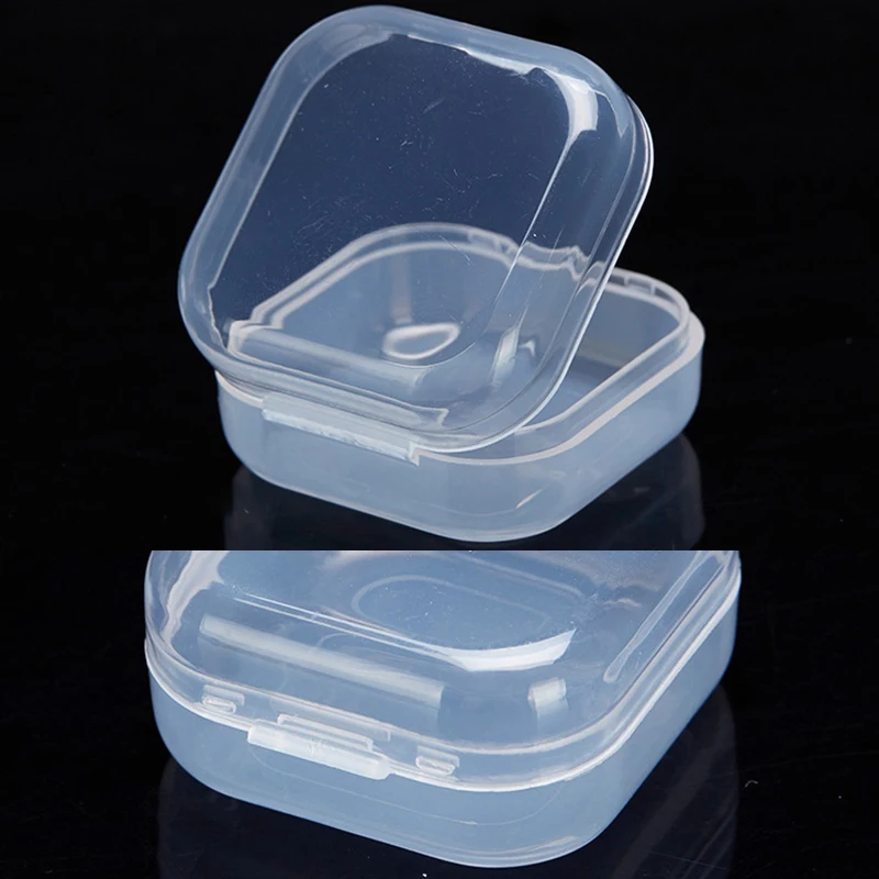 Clear Lidded Mini Square Plastic Earplug Box For Storage Small Parts ...