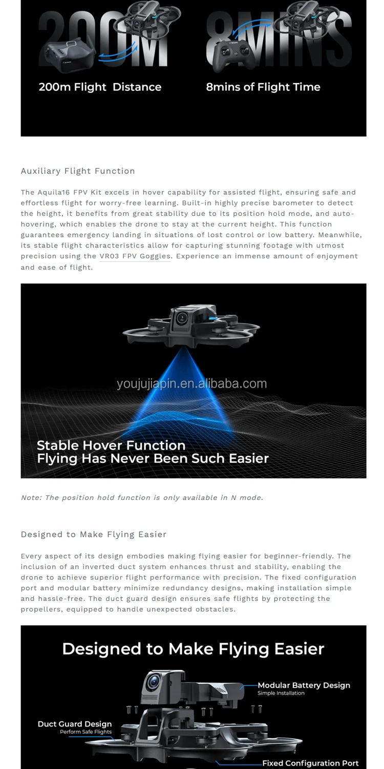 BETAFPV Aquila16 FPV Kit - 8 Min Flight Time, Foldable Drone