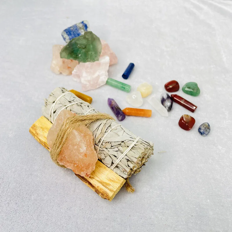 White Sage Wand with Palo Santo & Crystal Quartz 4 Incn California Sage ...