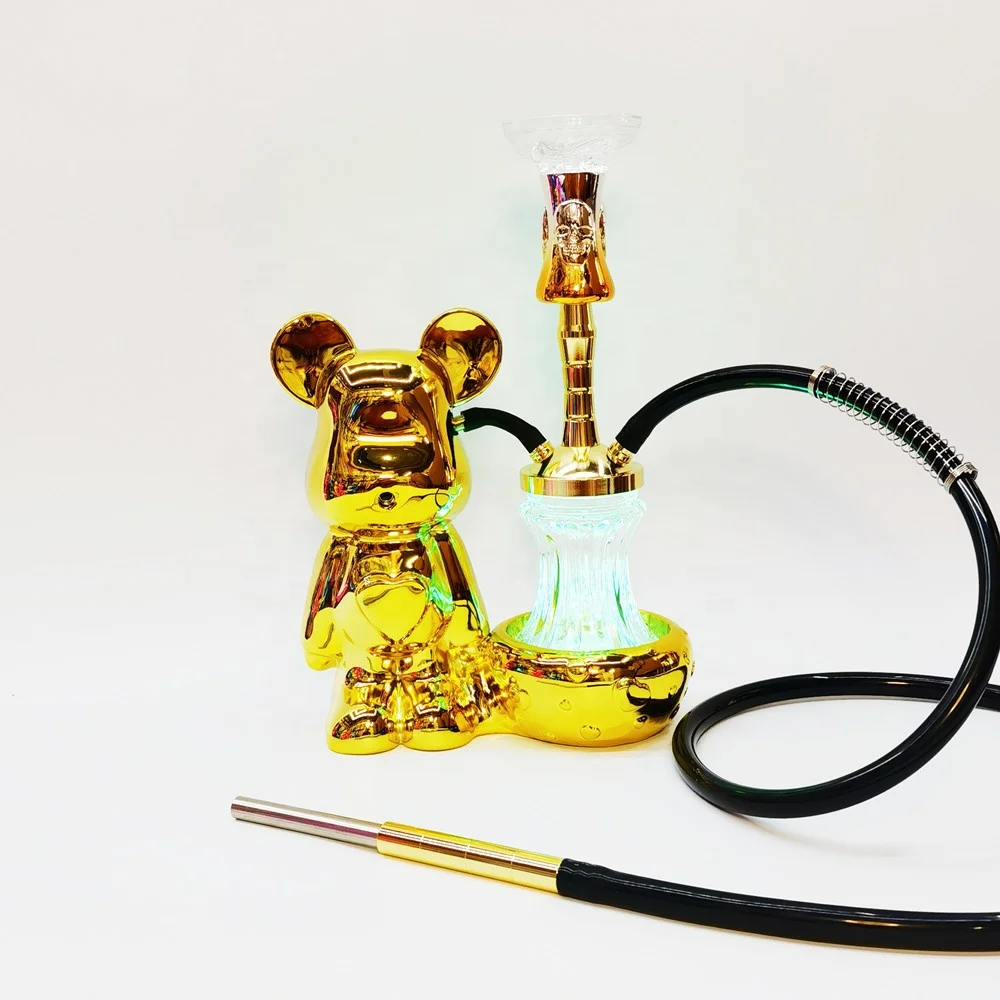 In Stock Teddy Bear LED Shisha Hookah Set - Resin Craft Water Pipe in ...