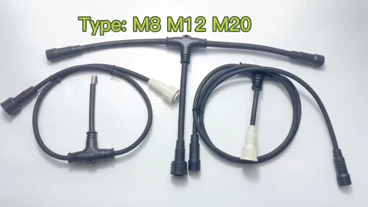 M12 M15 M10 T Shape 2pin 3pin Waterproof Connector Extension Cable For ...