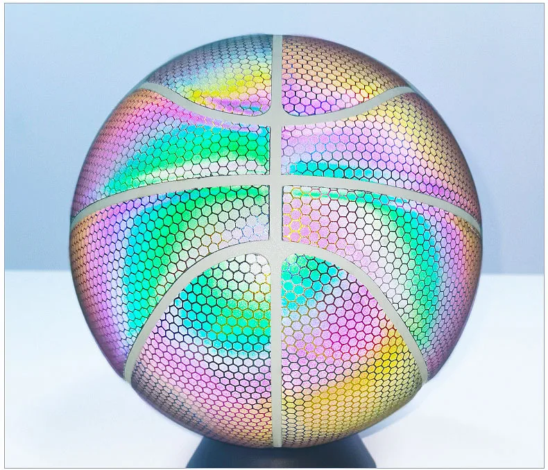 White Luminous Holographic Reflective Basketball 29.5 Size 7 Outdoor ...