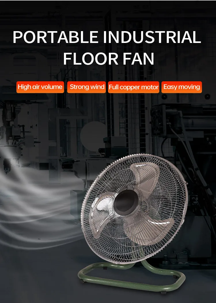 Portable Fresh Air Electric Metal Industrial Floor Fan For Factory ...