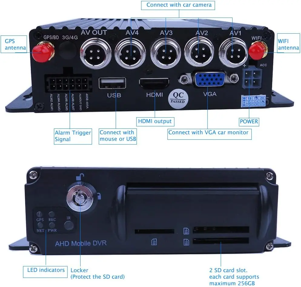 Vehicle Surveillance Remote Control BUS Truck CCTV DVR 4CH 8CH 1T 2T 4G ...