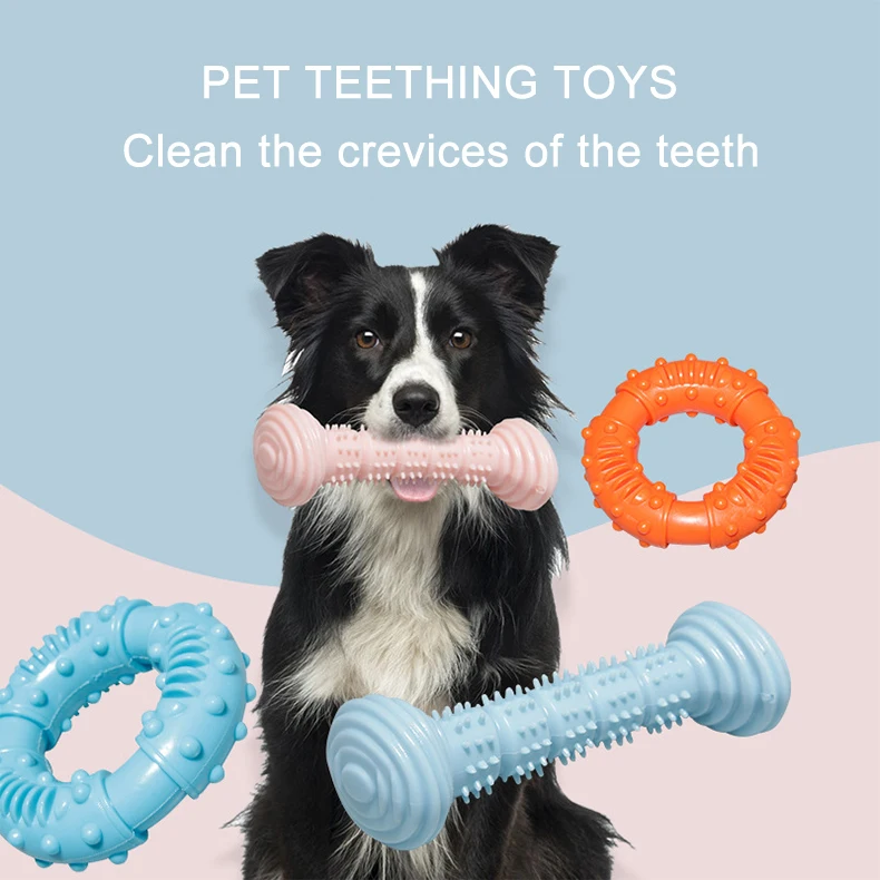 New Indestructible Dumbbell Doughnuts Chew Toys for Dog Teeth Clean ...