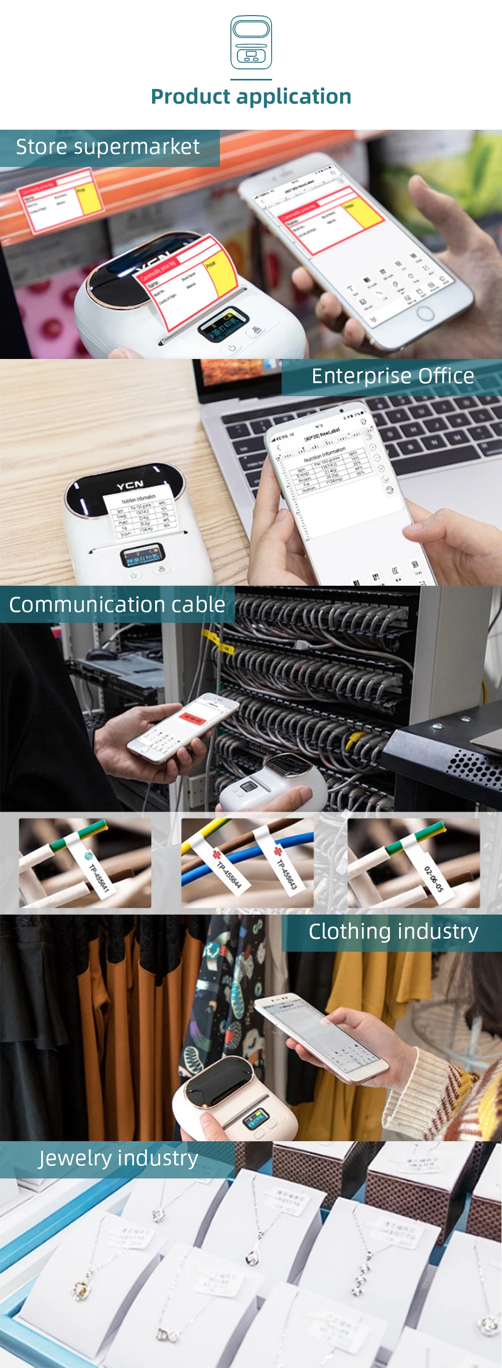 Small Hand Held Mini Printer Portable Label Thermal Pocket Wireless ...