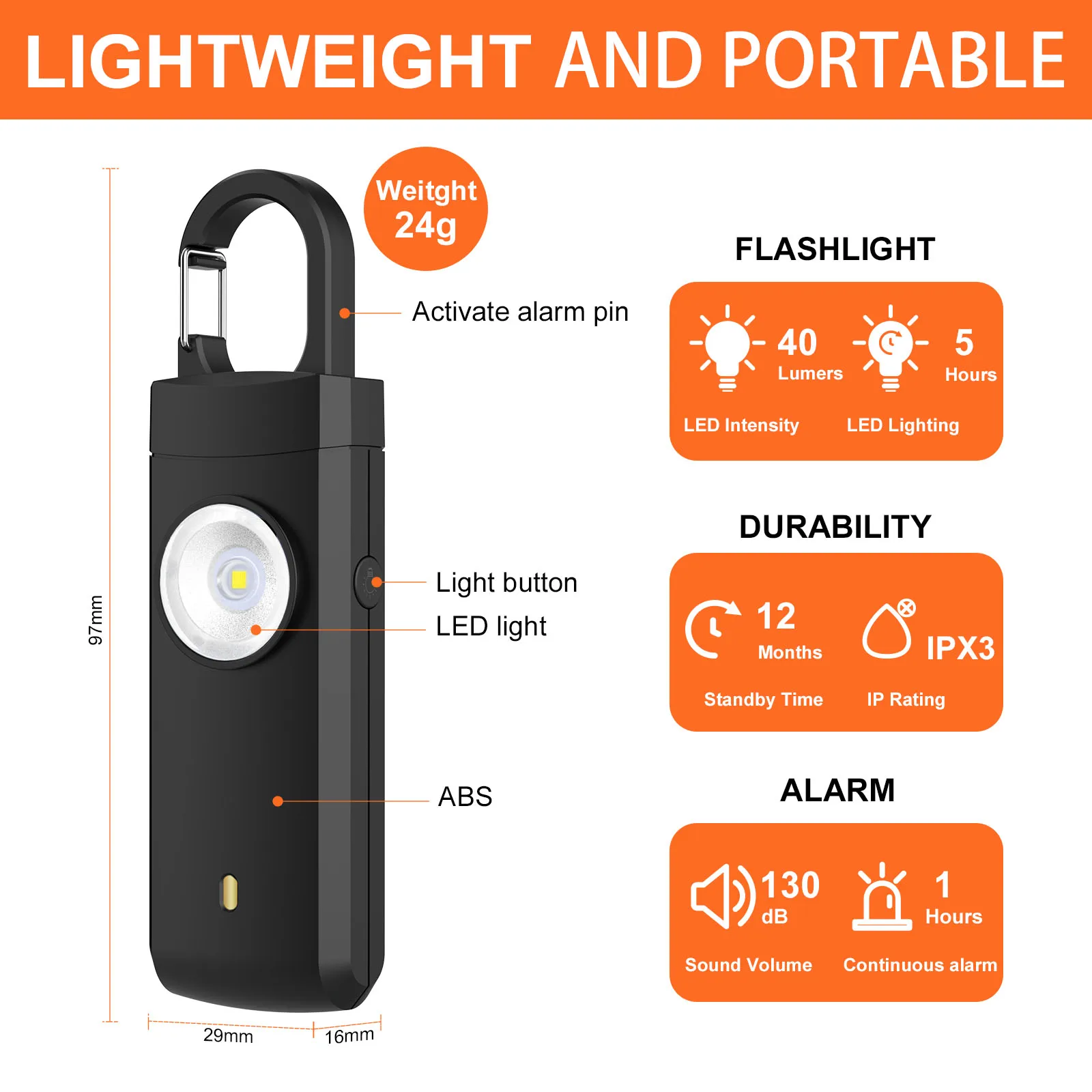 Personal Security Alarm Sos Keychain With Lights 130db Safety Devices ...