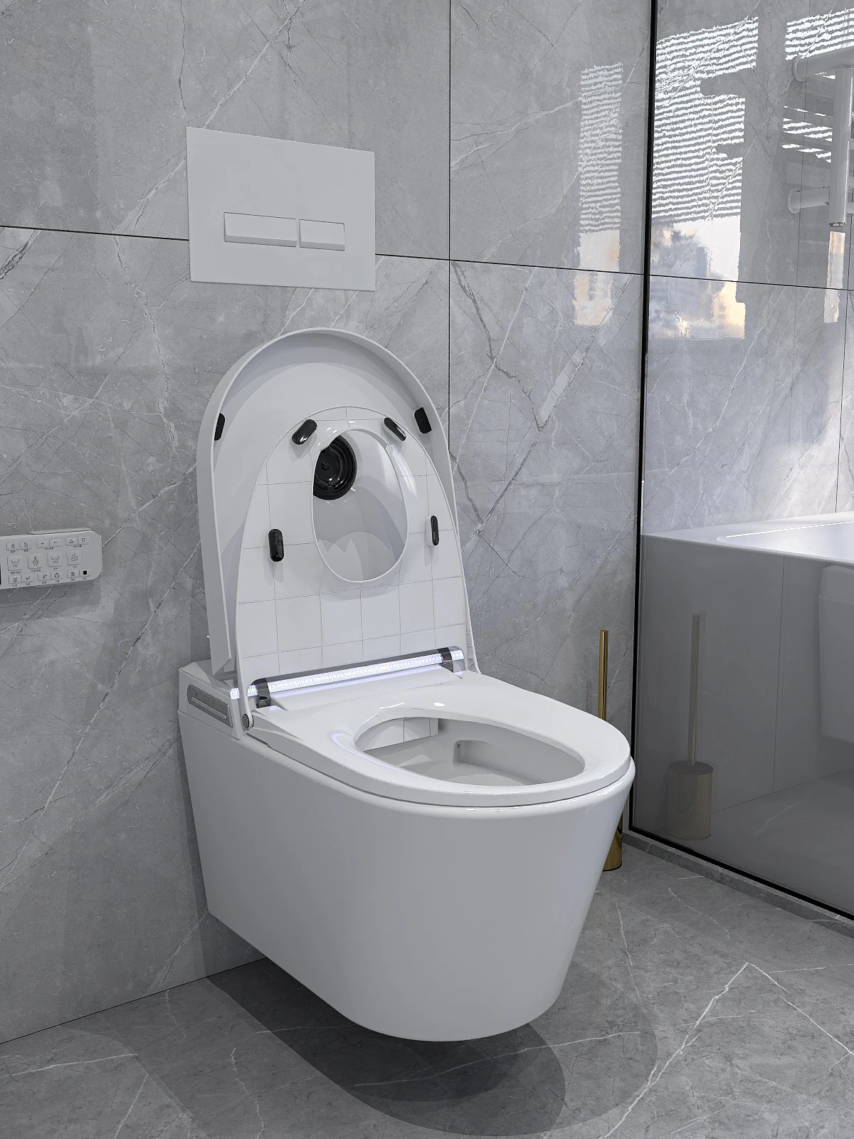 Automatic Ceramic Mounted One Piece Tankless Bowl hang Intelligent ...