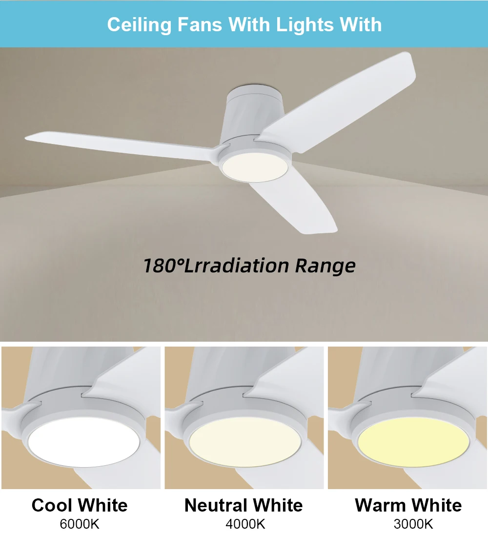 Noiseless Large Airflow Intelligent Remote Control Celling Fan Country ...