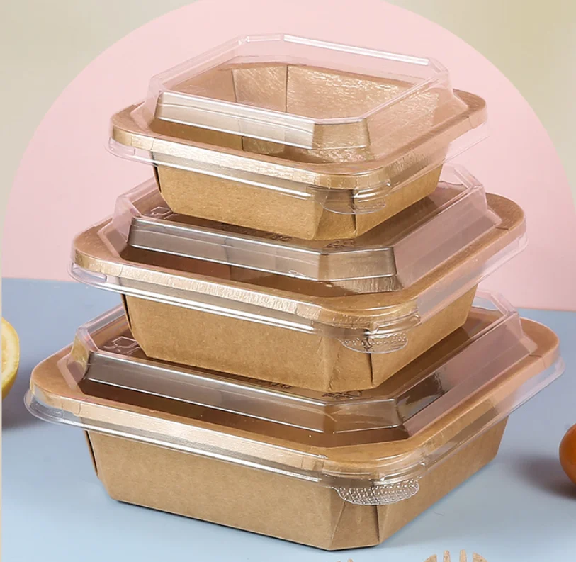 Disposable Kraft Paper Food Container Customised Waterproof Packing Box ...