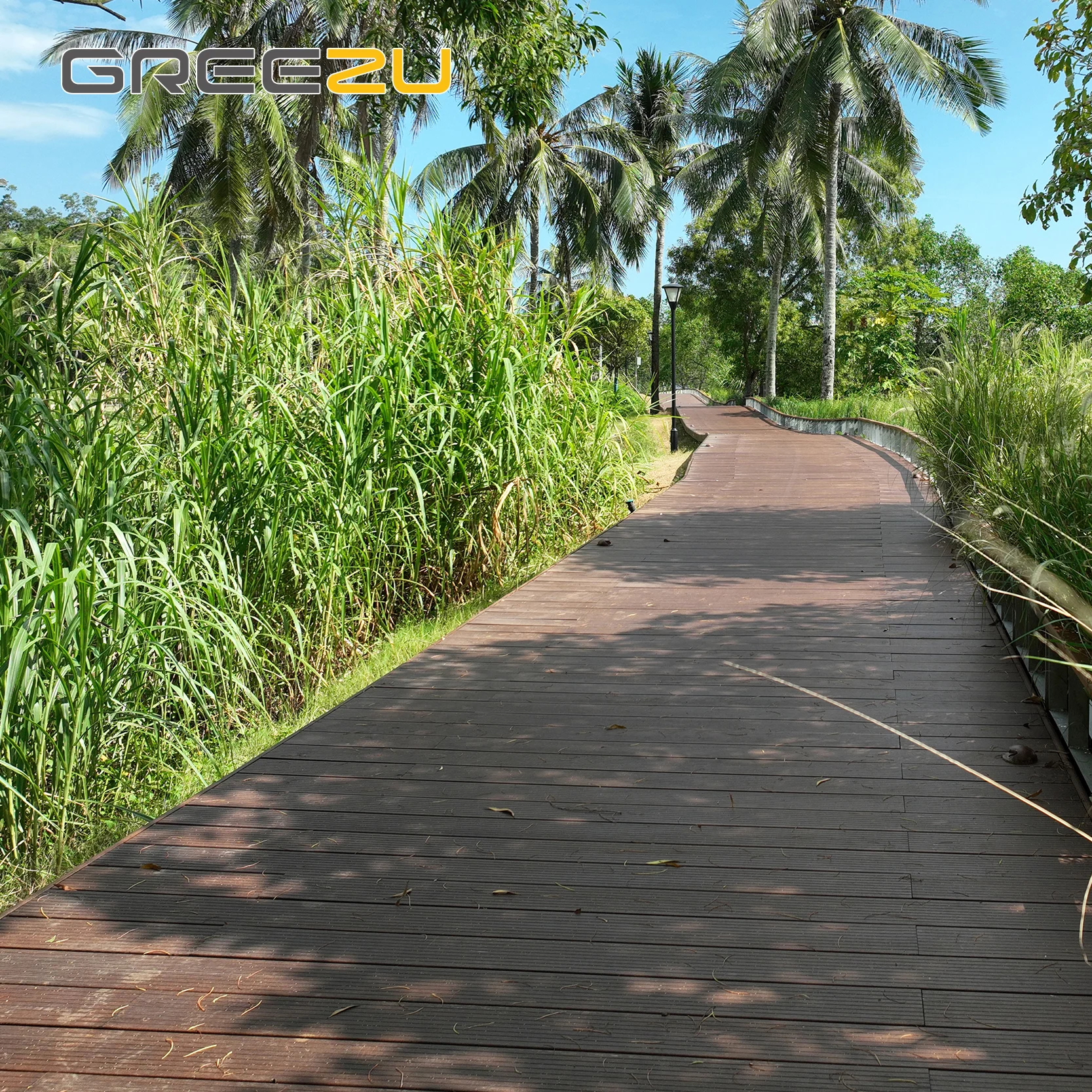 Bamboo Foundation Decking On Beach Promenade Fused Exterior Bamboo ...