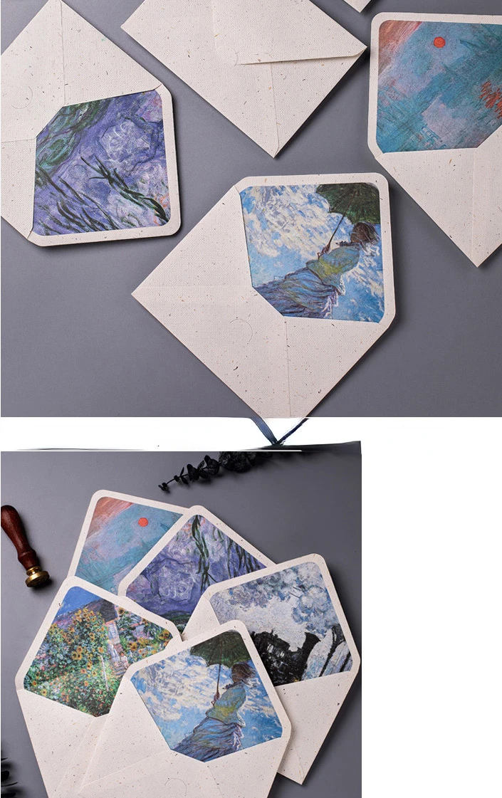 Monet and Van Gogh Linen Texture Creative Wallet Envelope Holiday Gift ...