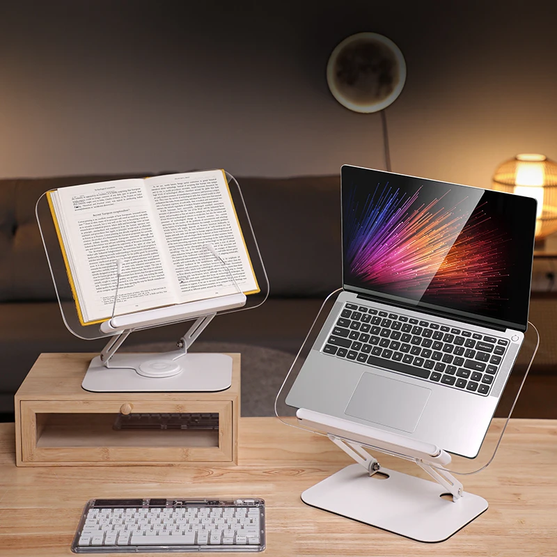Transparent Acrylic Reading Book Stand Shelf Adjust Laptop Bookstand ...