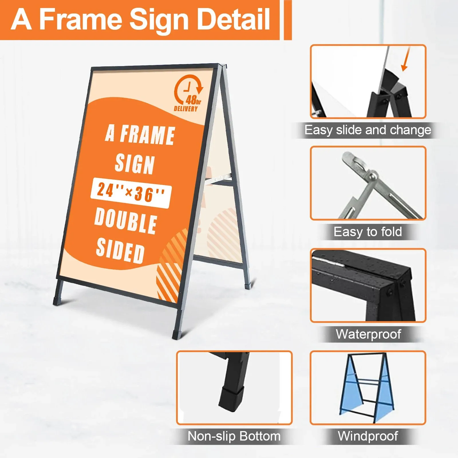 Custom Outdoor Portable Double-Sided Metal A-Frame Sidewalk Sign Poster ...