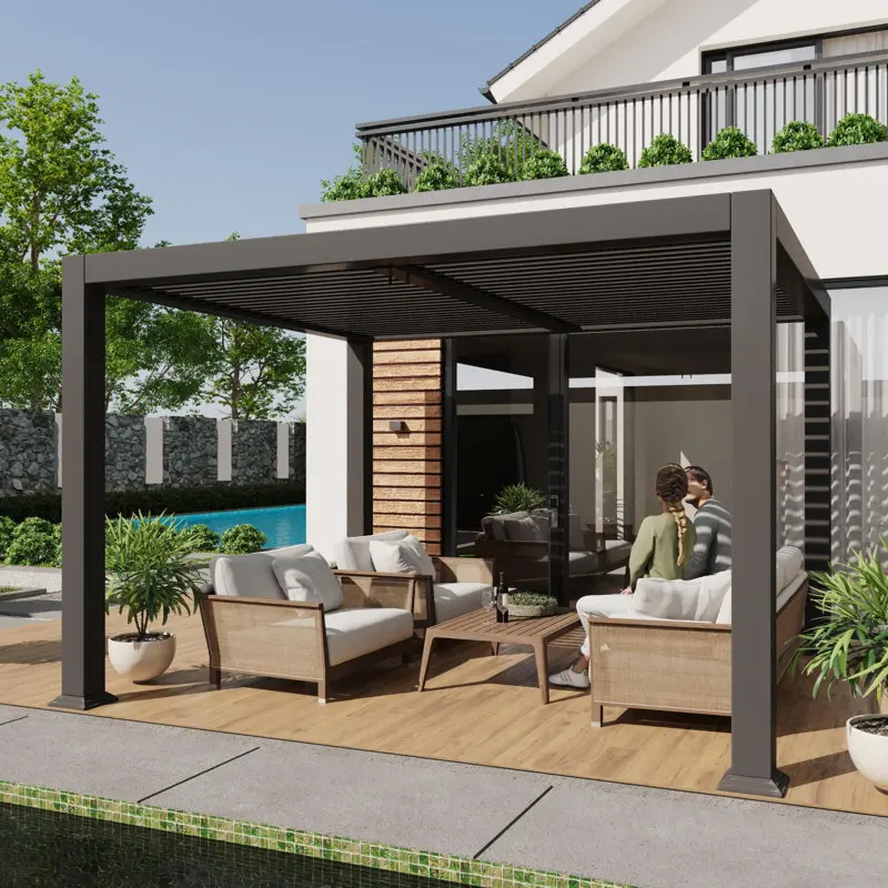 Outdoor Backyard Louvre Bioclimatique Aluminium Pergola With Crank| Alibaba.com