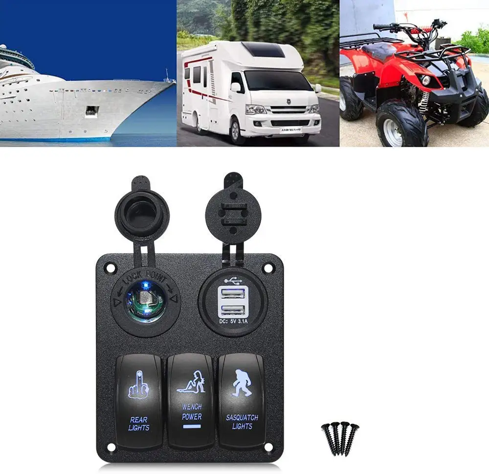 High Quality Waterproof 12v 24v 3-group Rocker Switch Panel With Led ...