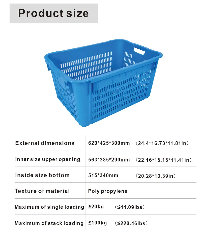 Turnover Fruit Stackable Basket Logistic Mesh Plastic Crate Stacking ...