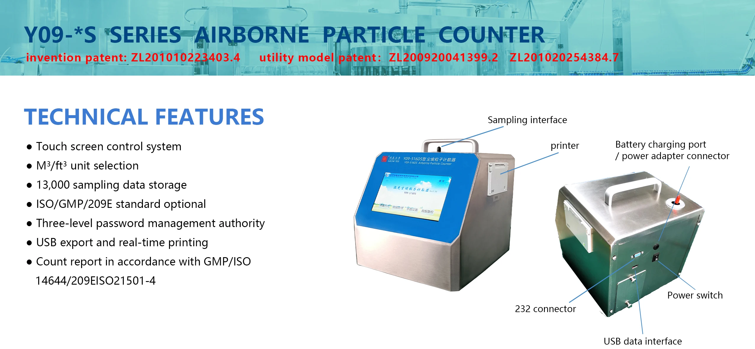 Six Channels Airborne Particle Counter For Clean Room With Dot Matrix Printer Stainless Steel ...