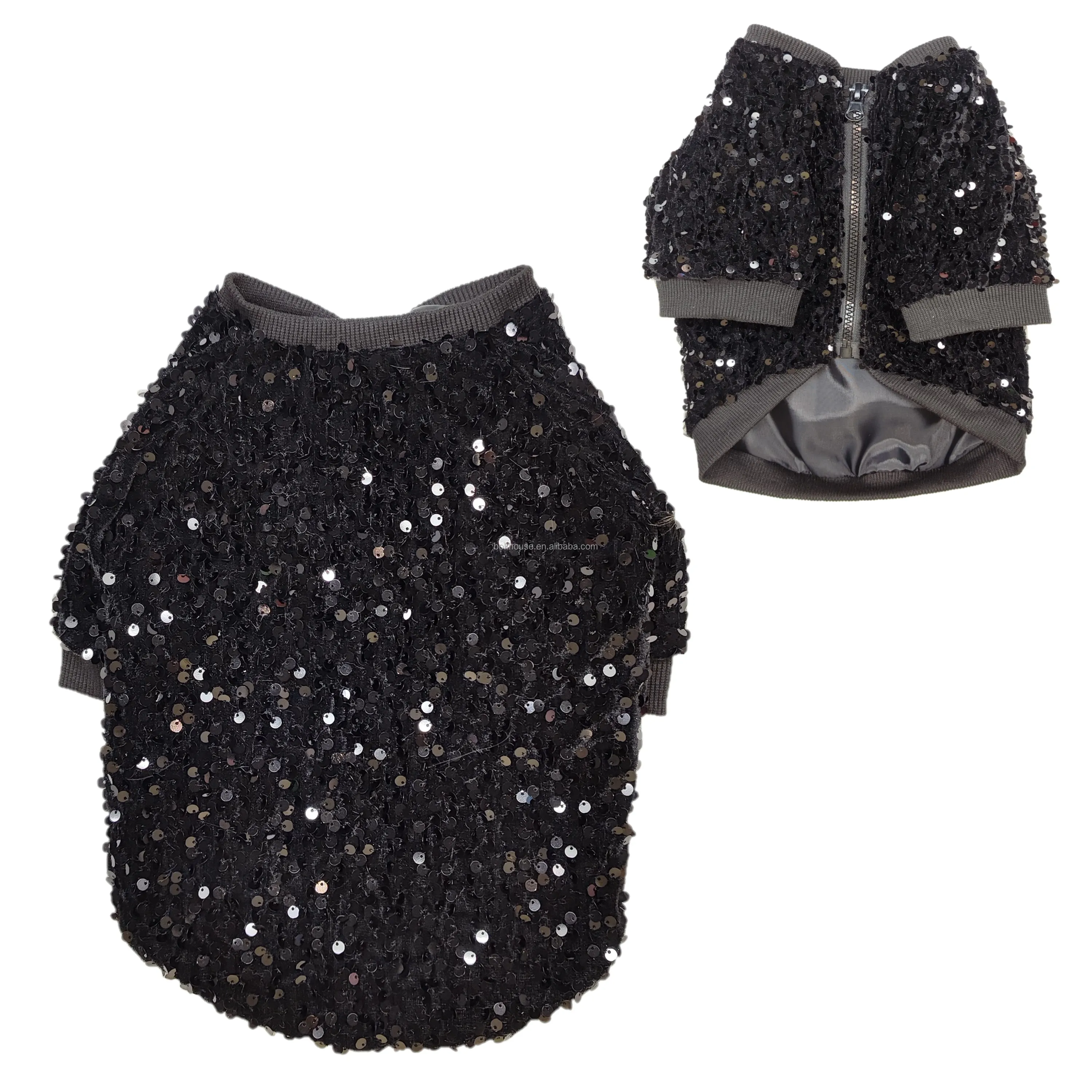 Bokhouse Personalized Shiny Sequin Light Up Pet Jacket Pug Dog Clothes ...