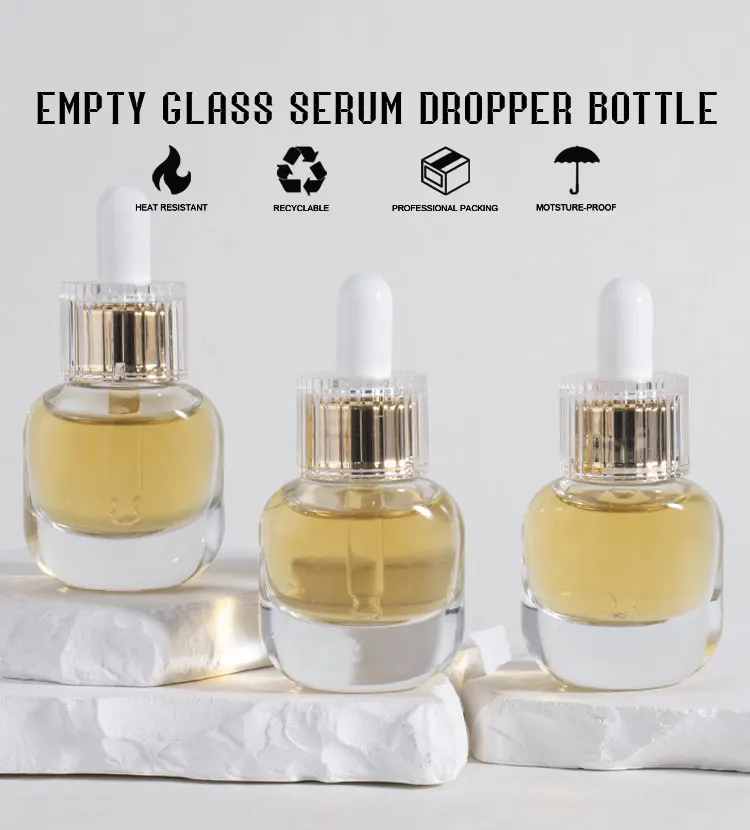 15ml Luxury Clear Glass Body Serum Bottles 30ml Custom Color Empty ...