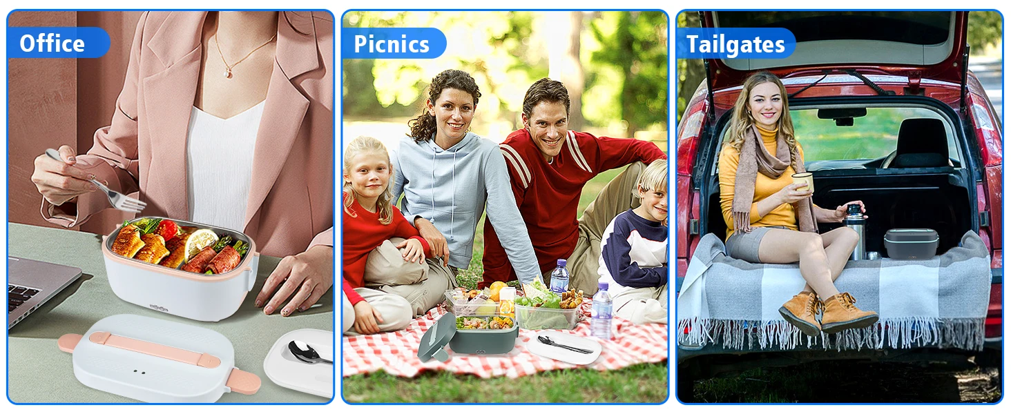 Electric Bento Lunch Box - Portable Rice Cooker 2 Layers