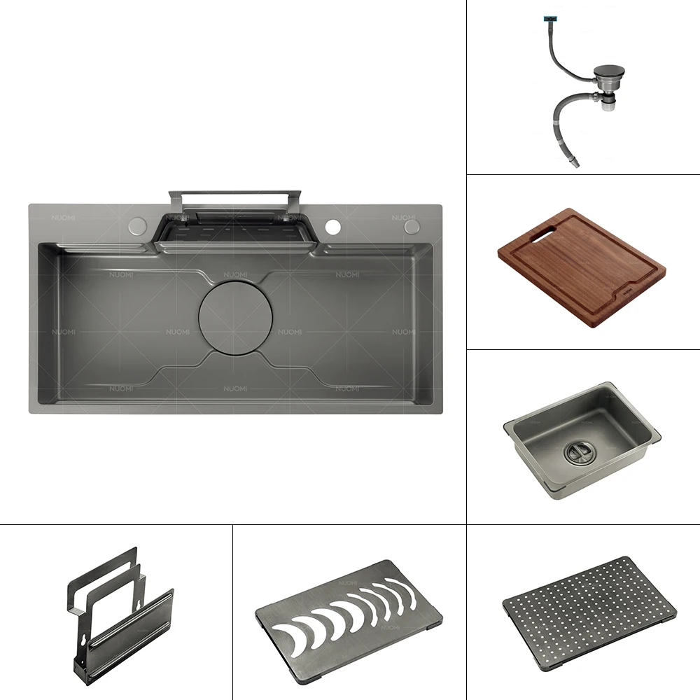 NUOMI WRIGHT Series Multifunction Kitchen Sink Stainless Steel Black ...