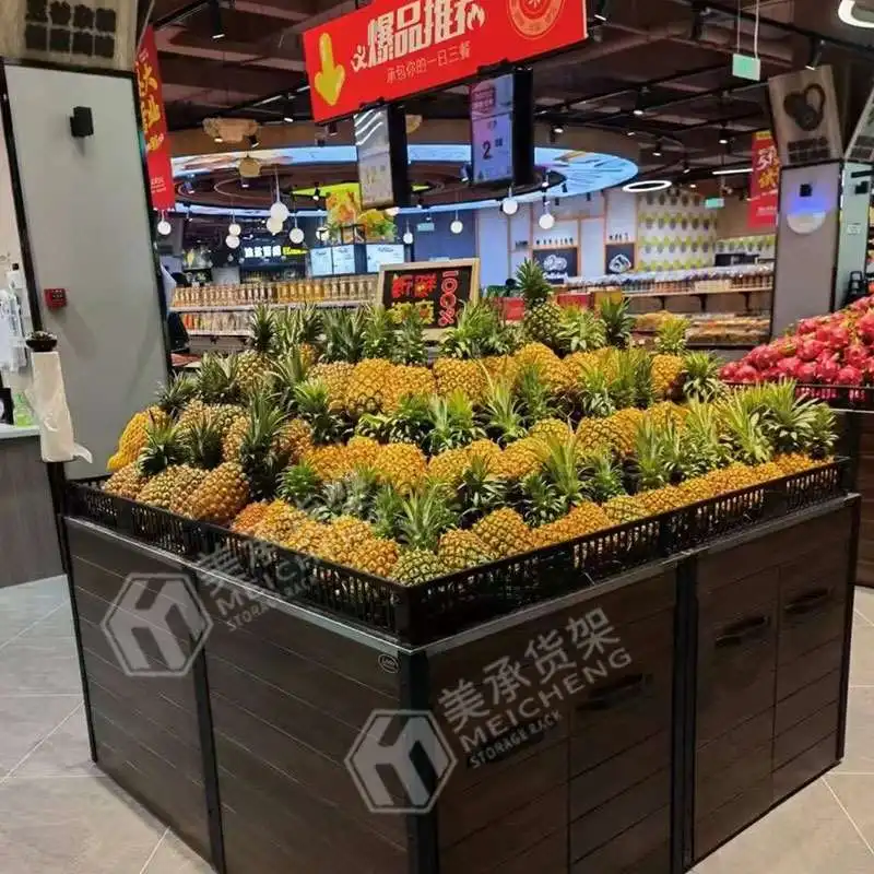 Meicheng Supermarket Wooden Shelves Retail Store Fruit Display Stand ...
