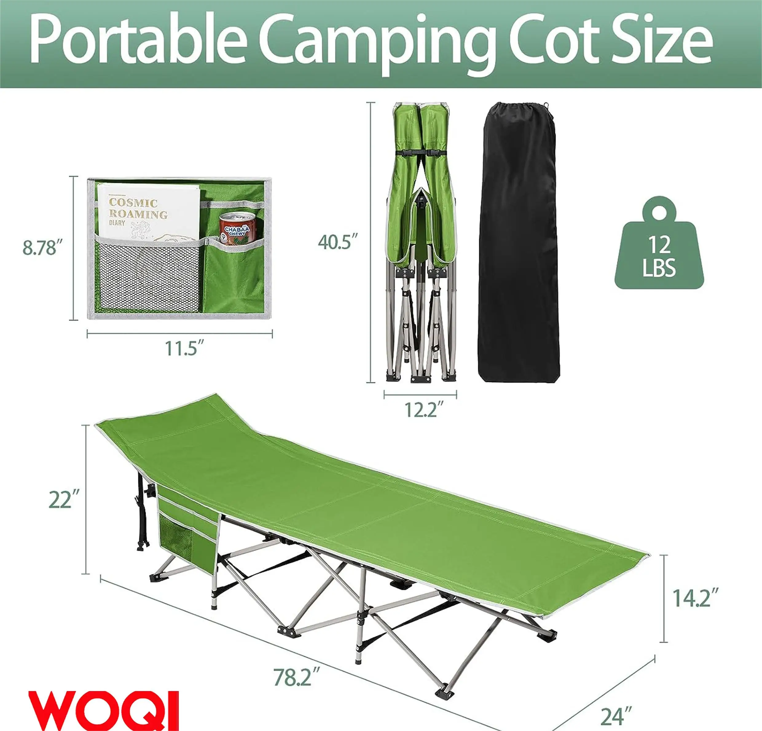 WOQI Portable Camping Bed, Outdoor Folding Bed - Camping Tent Beach ...