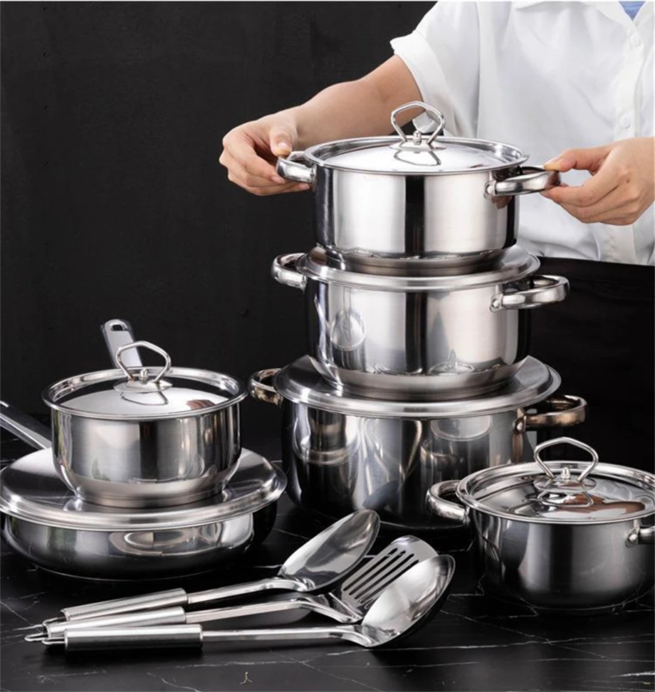 Commercial Home-use 12 Pieces Stainless Steel Pots and Pans Sets ...