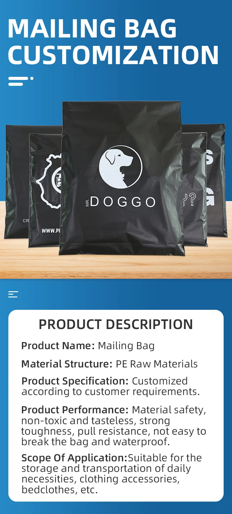 Custom Low MOQ High Quality Postal Bags - Black Matte Logo
