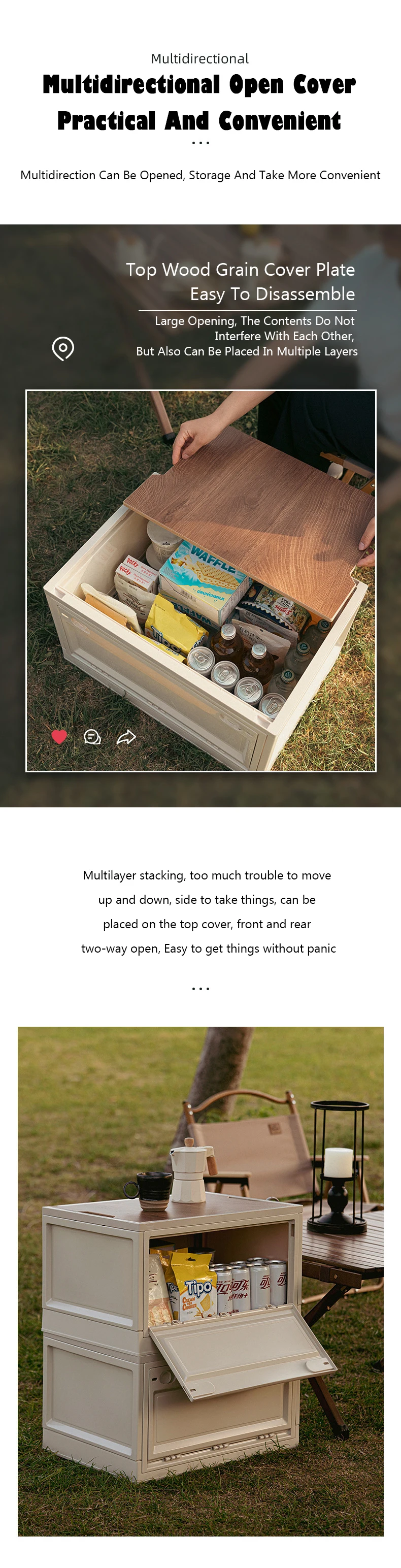 Plastic Stackable Collapsible Storage Box Outdoor Camping Thickened ...