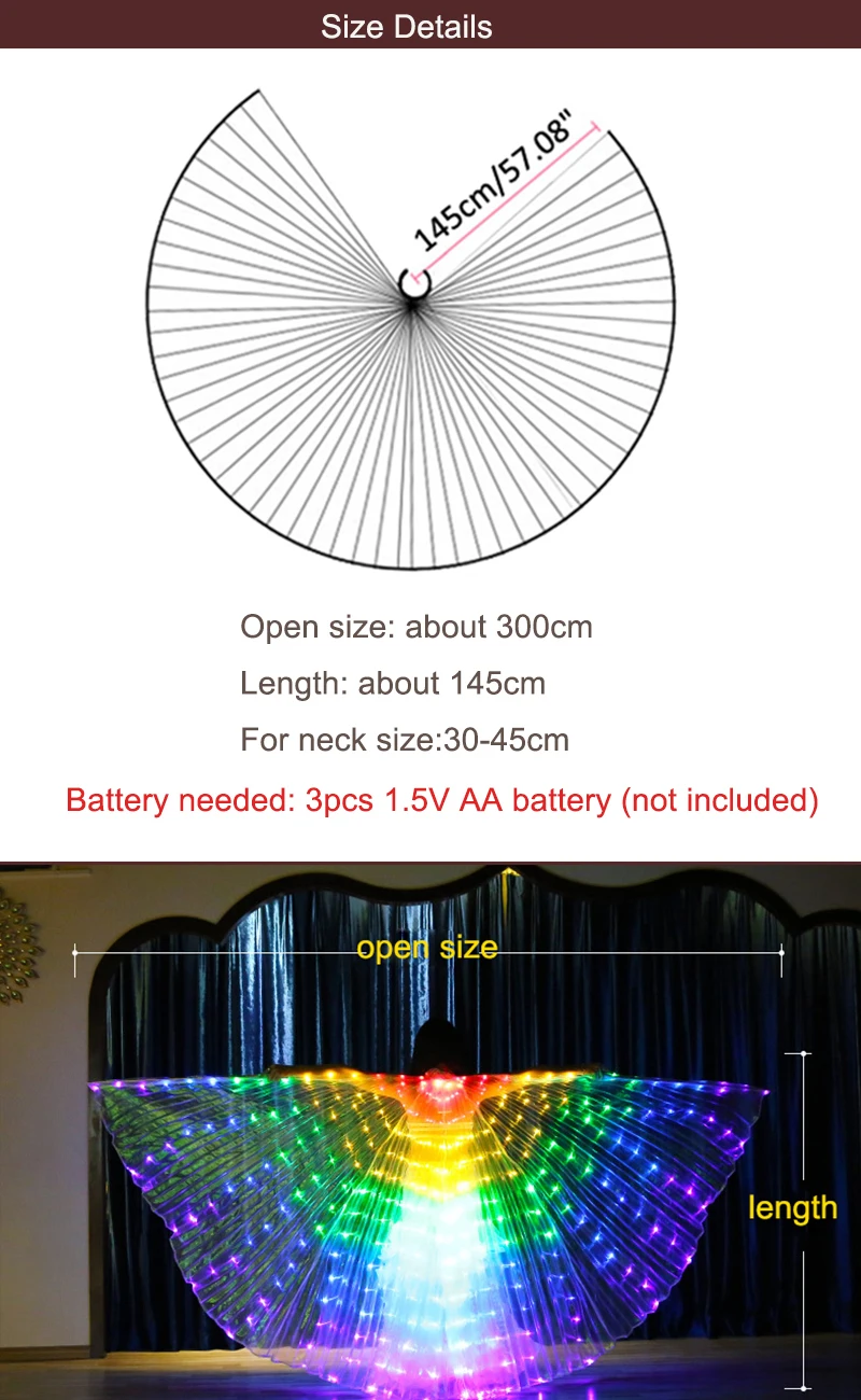 Belly Dance Led Isis Wings Adult Costume Butterfly Wings With Stick ...
