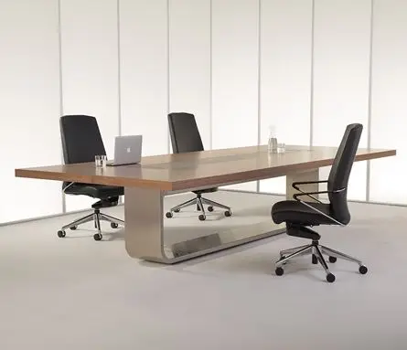 Simple Modern Office Meeting Table Study Desk Wood Grain With Metal Leg ...