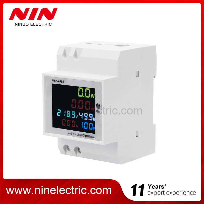 NIN DIN Rail Electric Multifunction Power Meter - LCD Display