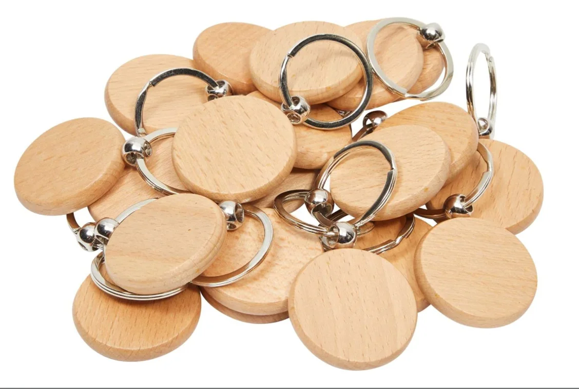 Custom Diy Gifts Handmade Keychain Wooden Key Tag With Split Ring Key ...