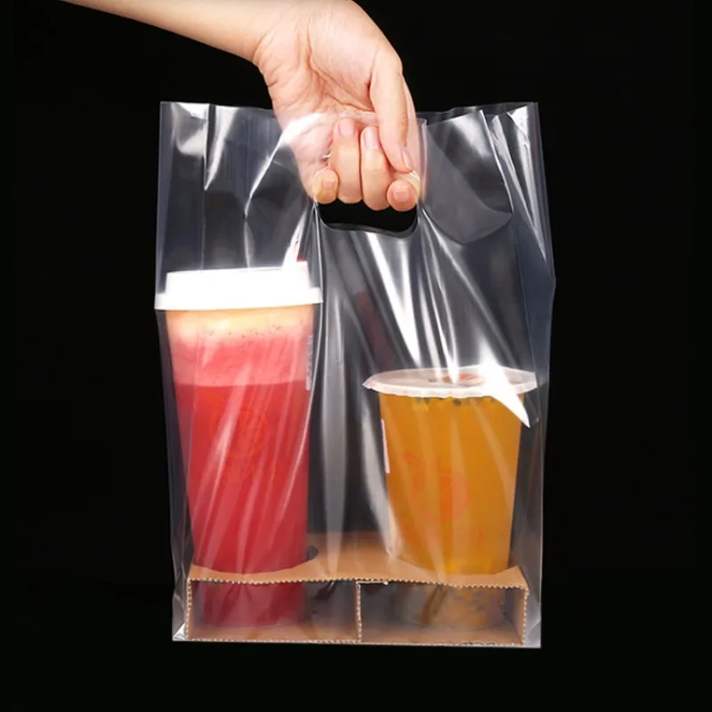 Recycled Custom Single and Double Cup Disposable Milk Tea Packaging Bag ...