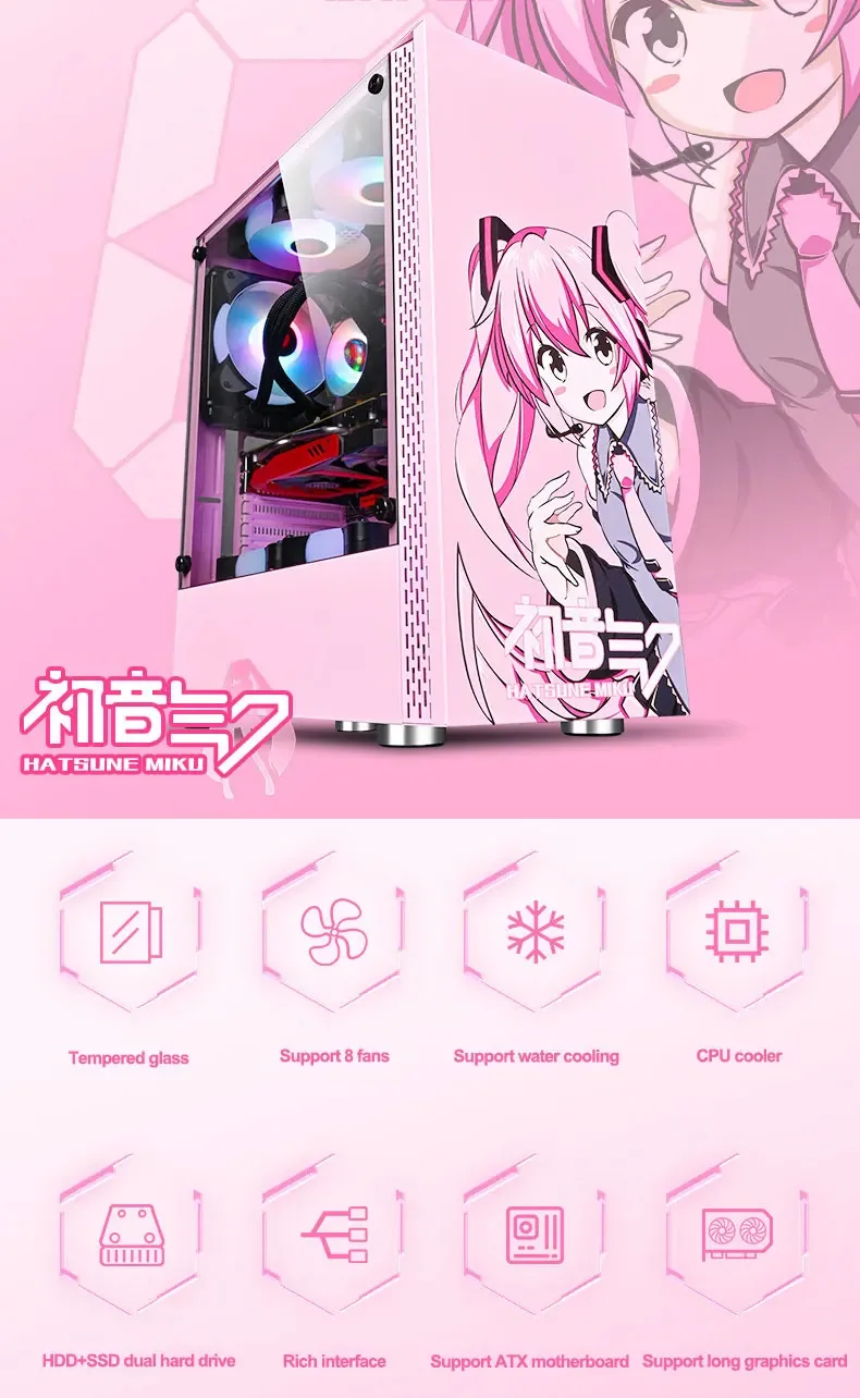 New Design Anime Atx Cpu Rgb Table Glass Micro Atx Case Pc Gaming ...