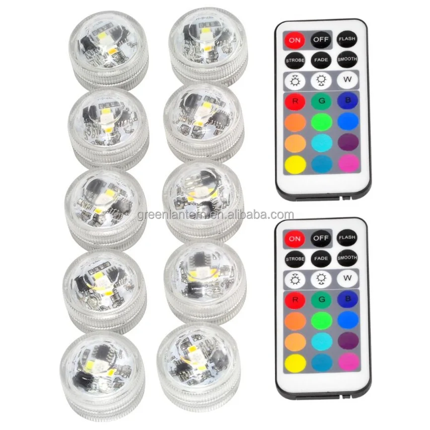 Battery Operated Mini Submersible Light RGBW LED Tea Light 10pcs Light ...