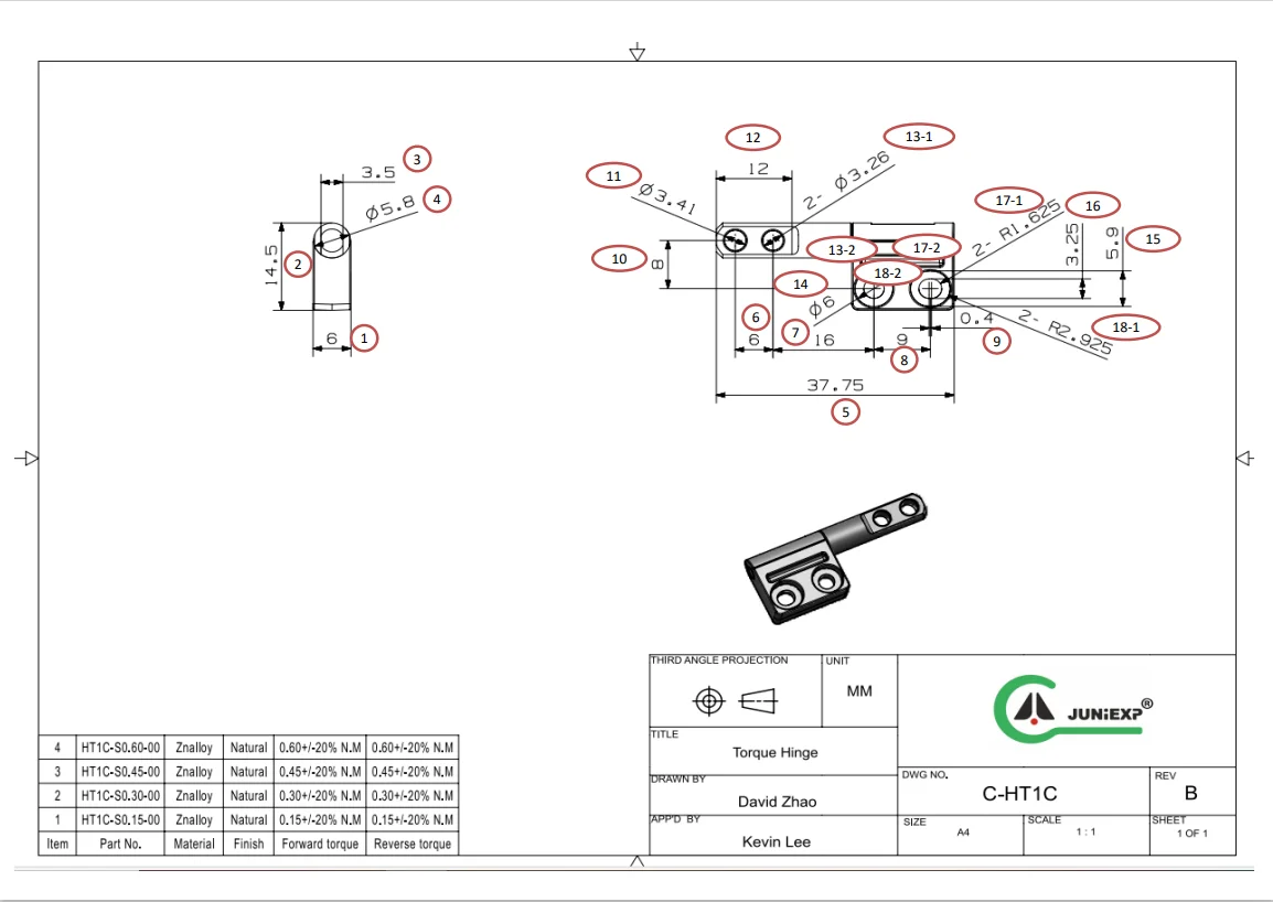 Torque Hinge / Friction Hinge For Lcd Screen/laptop Monitor - Buy ...