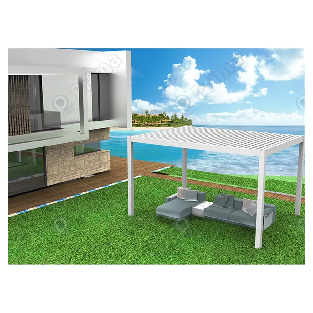 Prima Garden Louvre Motorized Pergola With Side Screens Aluminium ...