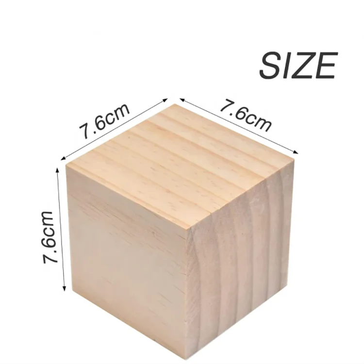 Premium Natural Solid Wooden Cubes Square Unfinished Craft Wood Blocks ...